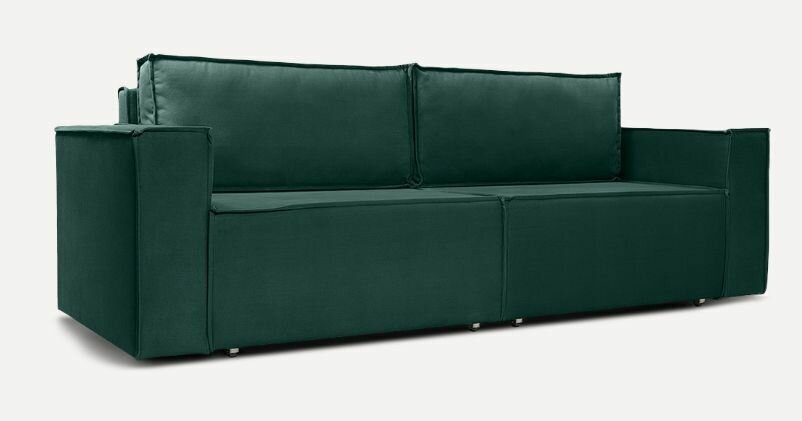 Диван Лофт, Еврокнижка, Велюр, Зеленый, Ящик для белья, 244х105х90 см