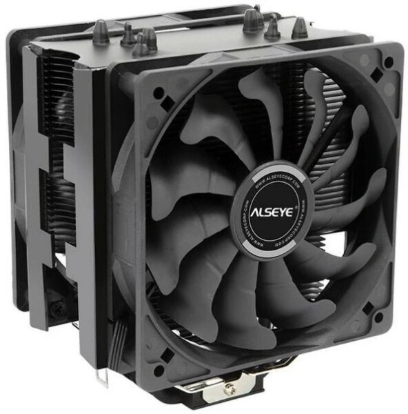 Кулер для процессора Alseye S120D-B черный, 120 мм, алюминий/медь, 1700 об/мин, 38.8 дБ, 4 pin, 135 Вт, 153 мм