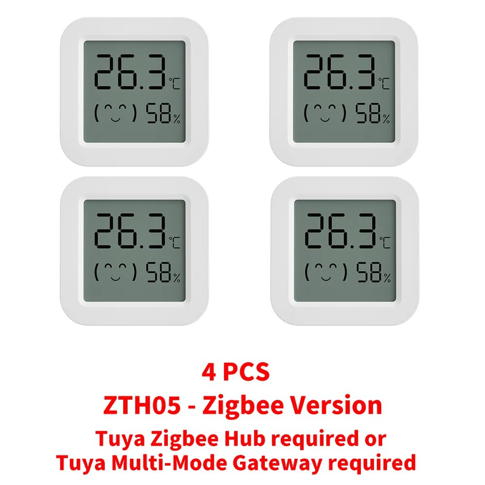 Термометр Zigbee2MQTT Tuya Smart Home 4 PCS