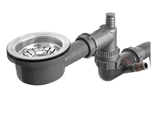 Плоский сифон с сухим затвором ZorG KC 1 INOX с решеткой слива нержавеющая сталь 90 мм для металлических моек