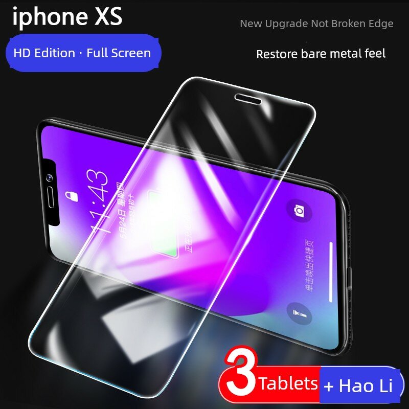 IPhone XS 9D 9x Анти-пятна HD Закаленное Стекло Защитная Пленка, Набор из 3 штук