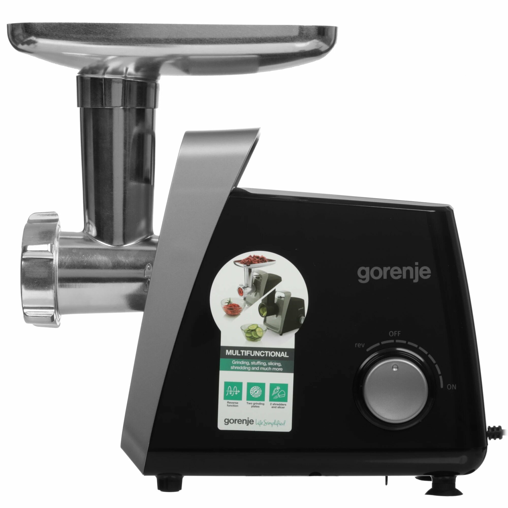 Мясорубка Gorenje MG1601SB, пластик/металл, защита от перегрузки, 1600 Вт