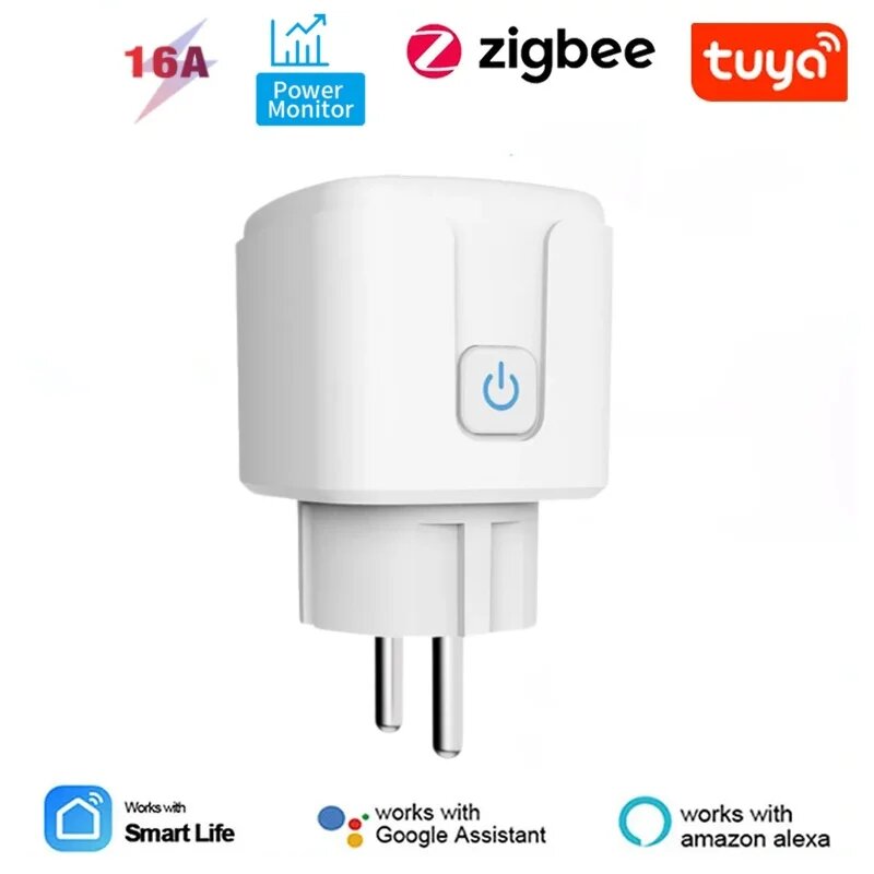 Tuya ZigBee умная розетка 16А с монитором мощности Zigbee 1pcs