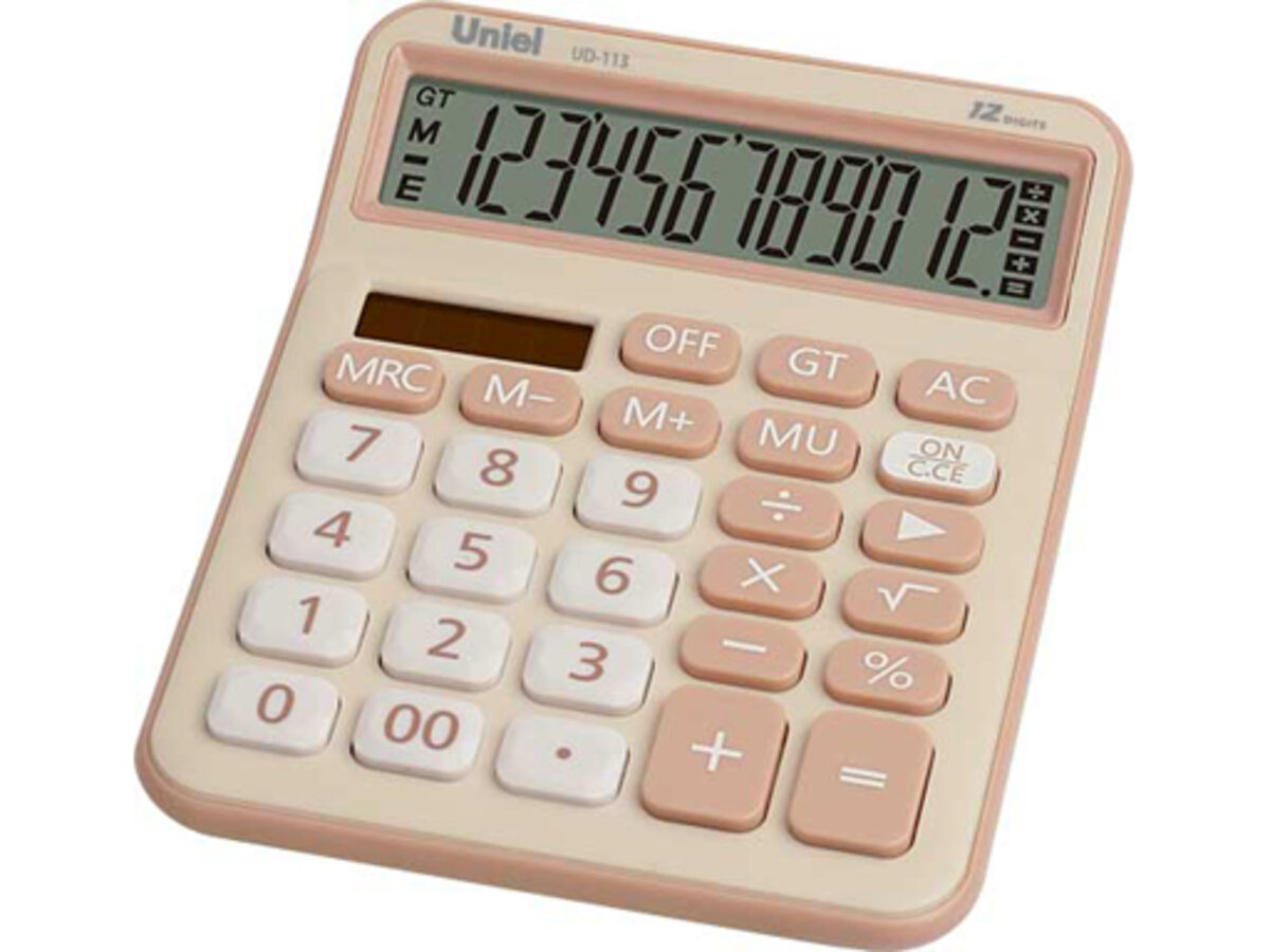 Калькулятор настольный 12 разряд. 2-е пит. кремовый UNIEL UD-113CR шт