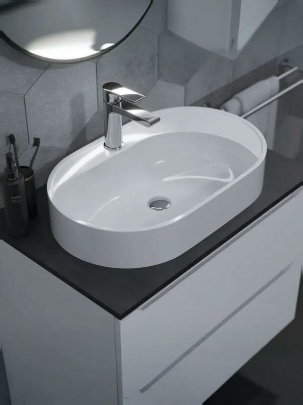 Uperwood Раковина накладная для ванной Uperwood Luna 60х36х11,5 см, овальная, белая глянцевая 2911020344