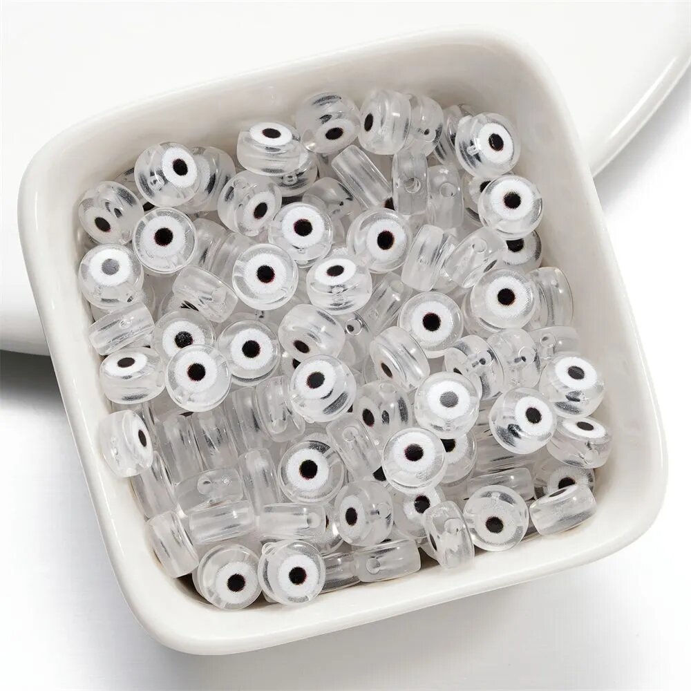 Набор бусин для рукоделия и создания украшений Кошачий глаз от сглаза, Глазок, 4*7mm 30шт.