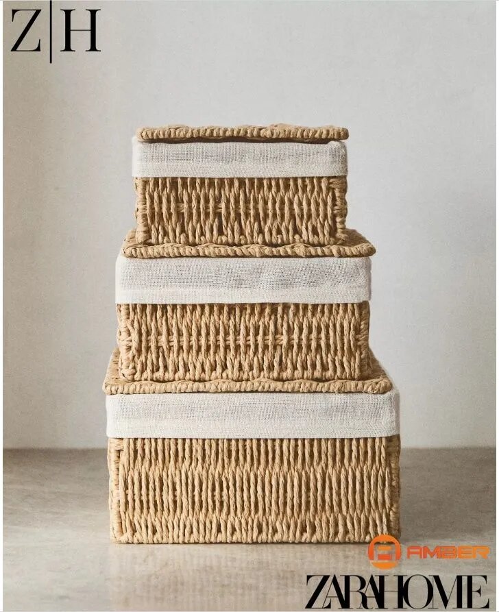 ZARA HOME Корзина для хранения длина 17 см, ширина 17 см, высота 9 см.