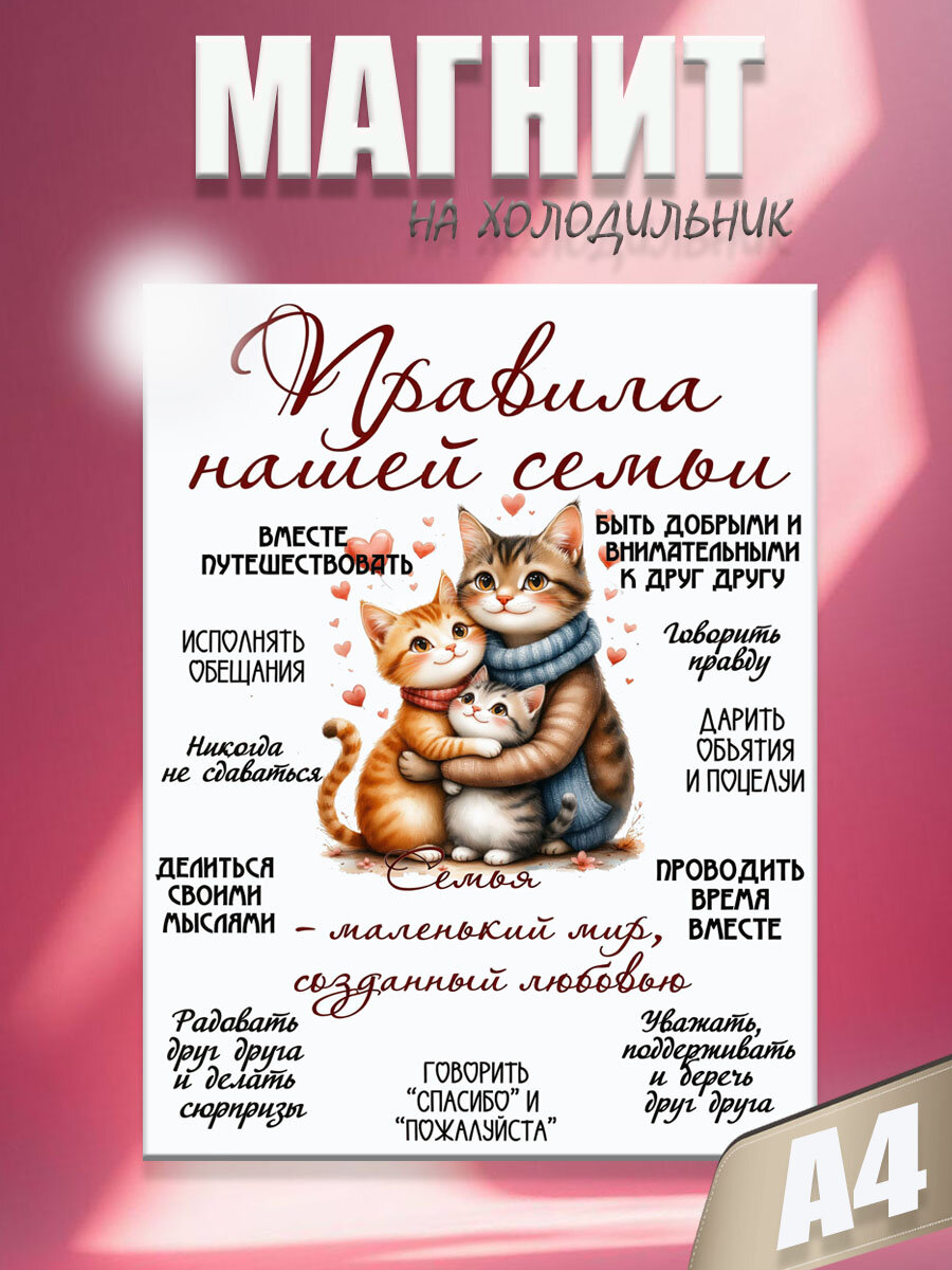 Магнит на холодильник "Правила семьи"