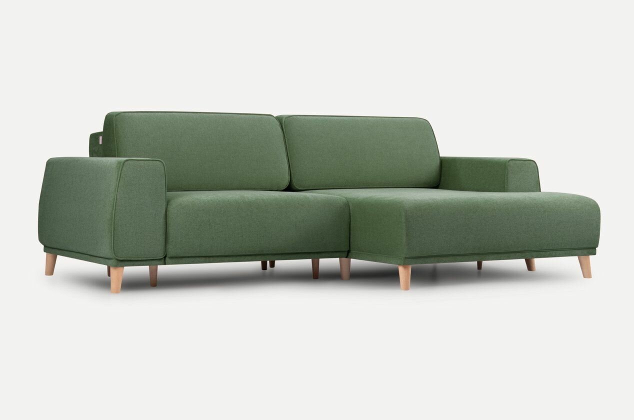 Диван угловой раскладной Divan.ru Ларонсо Шенилл Зеленый, 250х155х86 см, спальное место 196х150 см