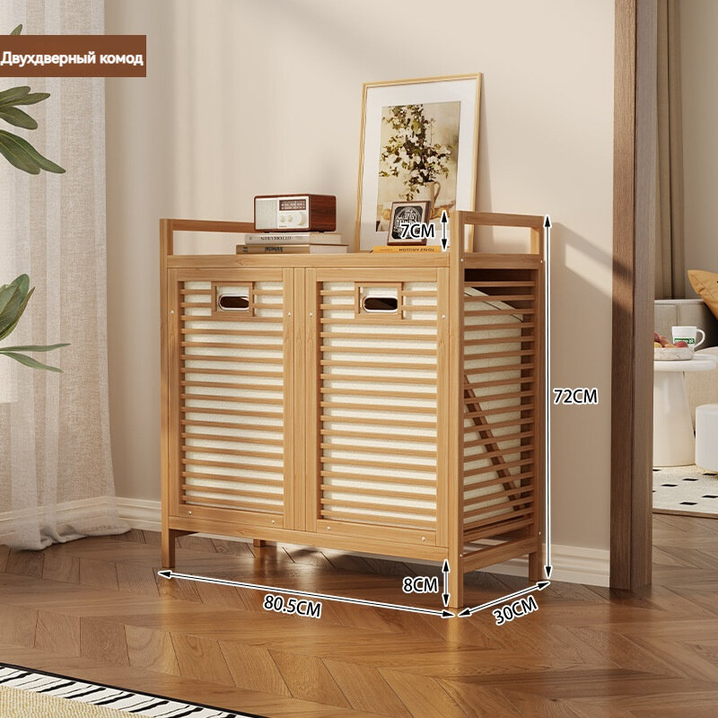 Шкаф для хранения из бамбука нанчжу, размер 80,5×30×72 см, цвет натурального дерева.