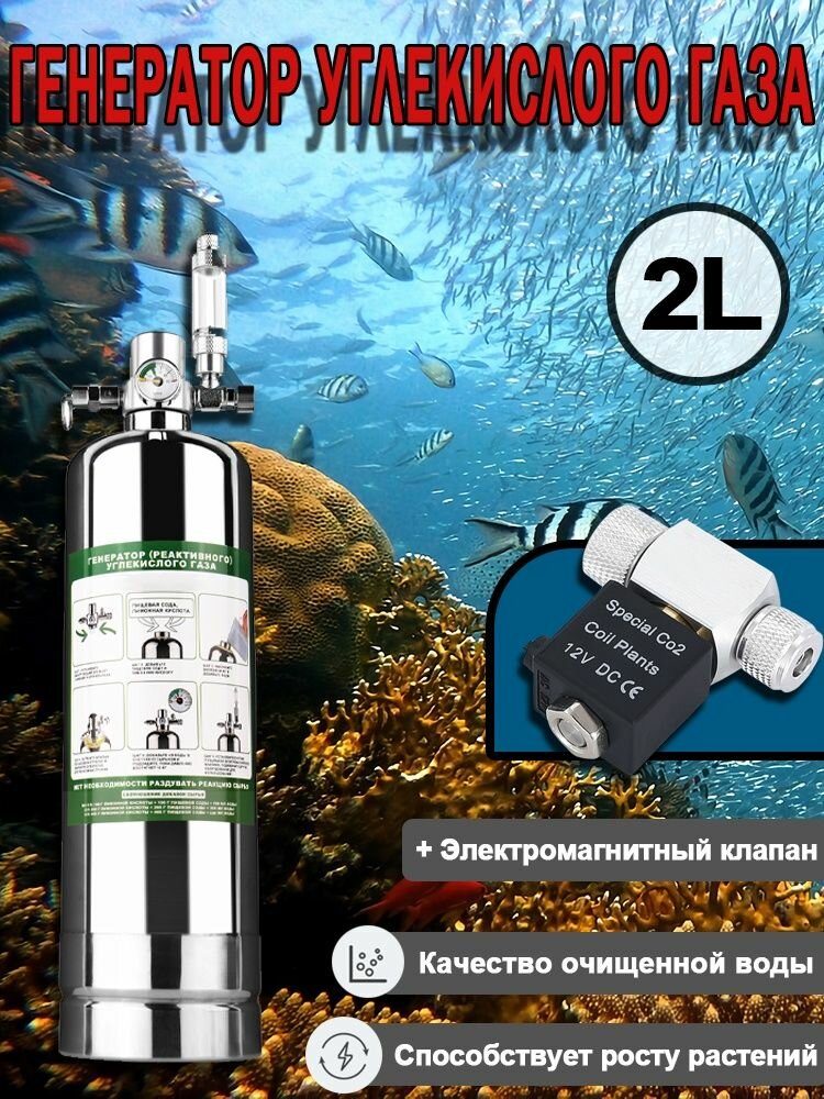 Генератор со2 для аквариума С электромагнитным клапаном 2L