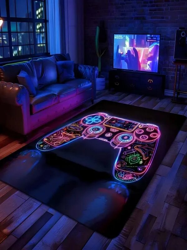 Ковер для игровой консоли 150x100 см Неоновый игровой коврик для комнаты