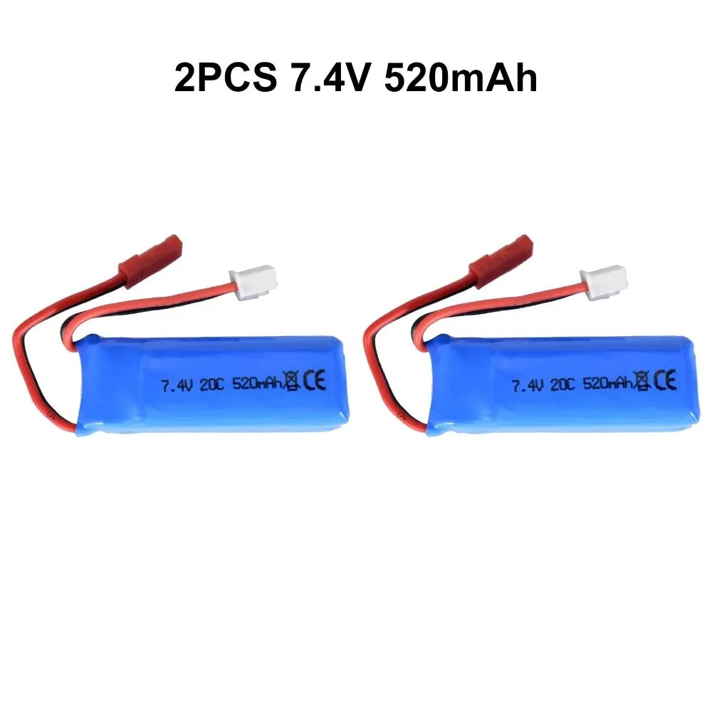 2 шт. 7.4V 520mAh LiPo аккумулятор для WLtoys K969 K979 K989 K999 P929 P939 284010 284161 284131 RC автомобильные запчасти 2S 7.4V