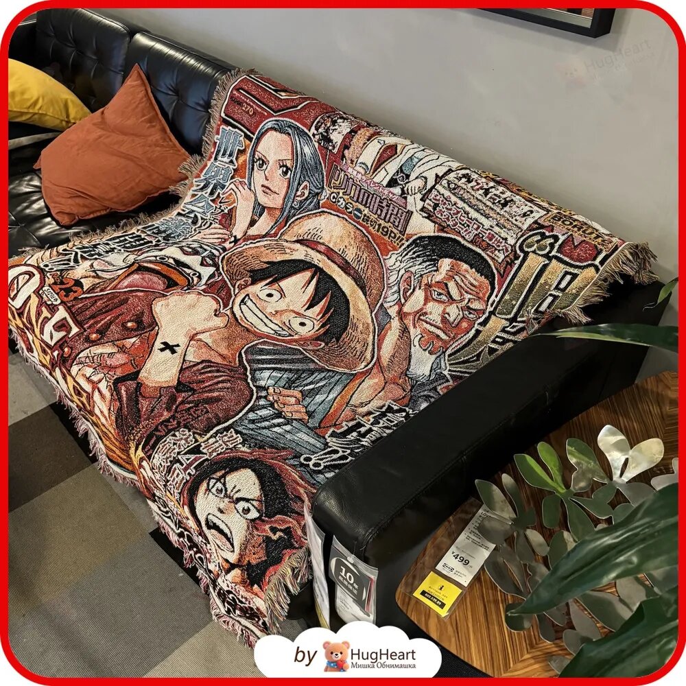 Плед с аниме принтом One Piece, полиэстер, хлопок, 160x130 см