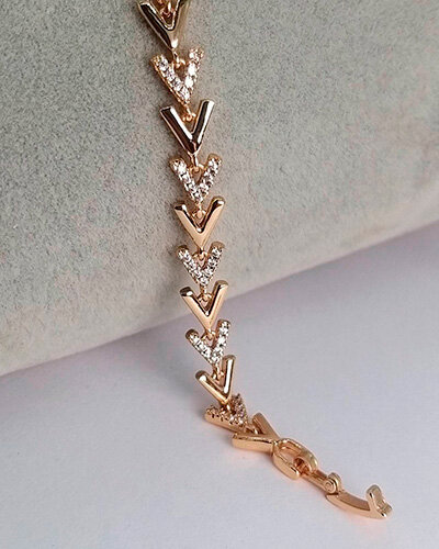 Браслет XUPING JEWELRY, фианит, искусственный камень, золотой — фото 1