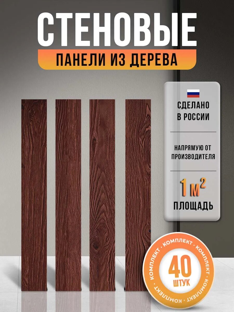 Стеновые панели реечные декоративные рейки на стену 45х6, HDF