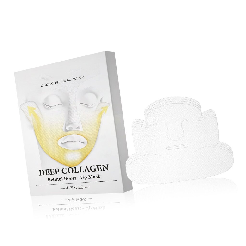 4 Упаковки Коллагеновой Укрепляющей Маски Для Лица, Антивозрастной Увлажняющей Маски Для Лица Гладкая и Подтянутая Кожа, Маски для ухода за лицом для Всех Типов Кожи