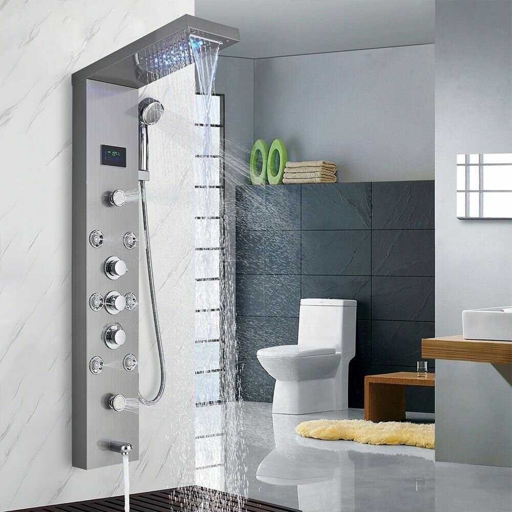 Душевая панель для ванной комнаты / набор для тропического душа с дисплеем и светодиодной подсветкой / настенный монтаж