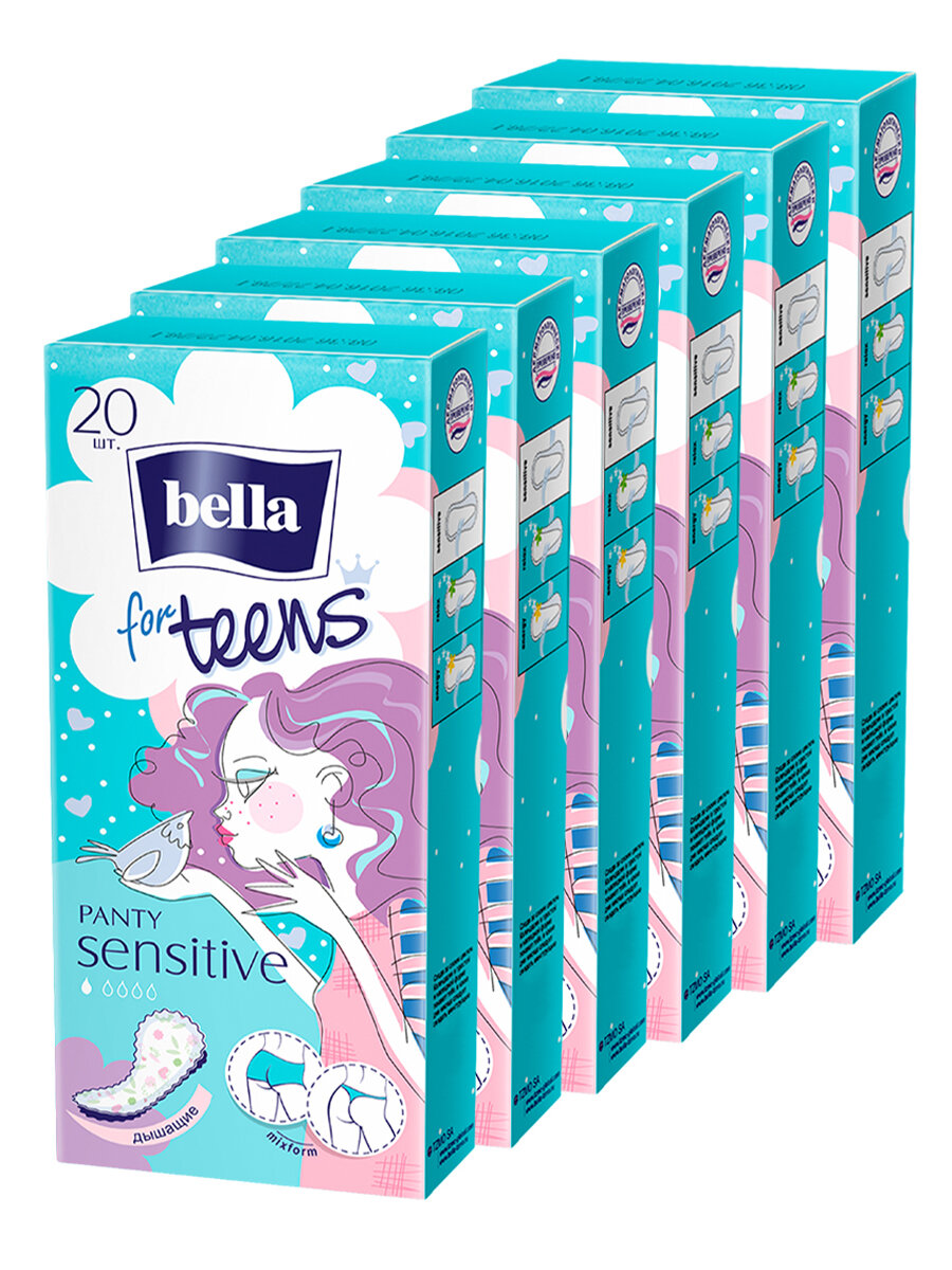Bella Прокладки женские ежедневные sensitive 6х20 шт 1 капля