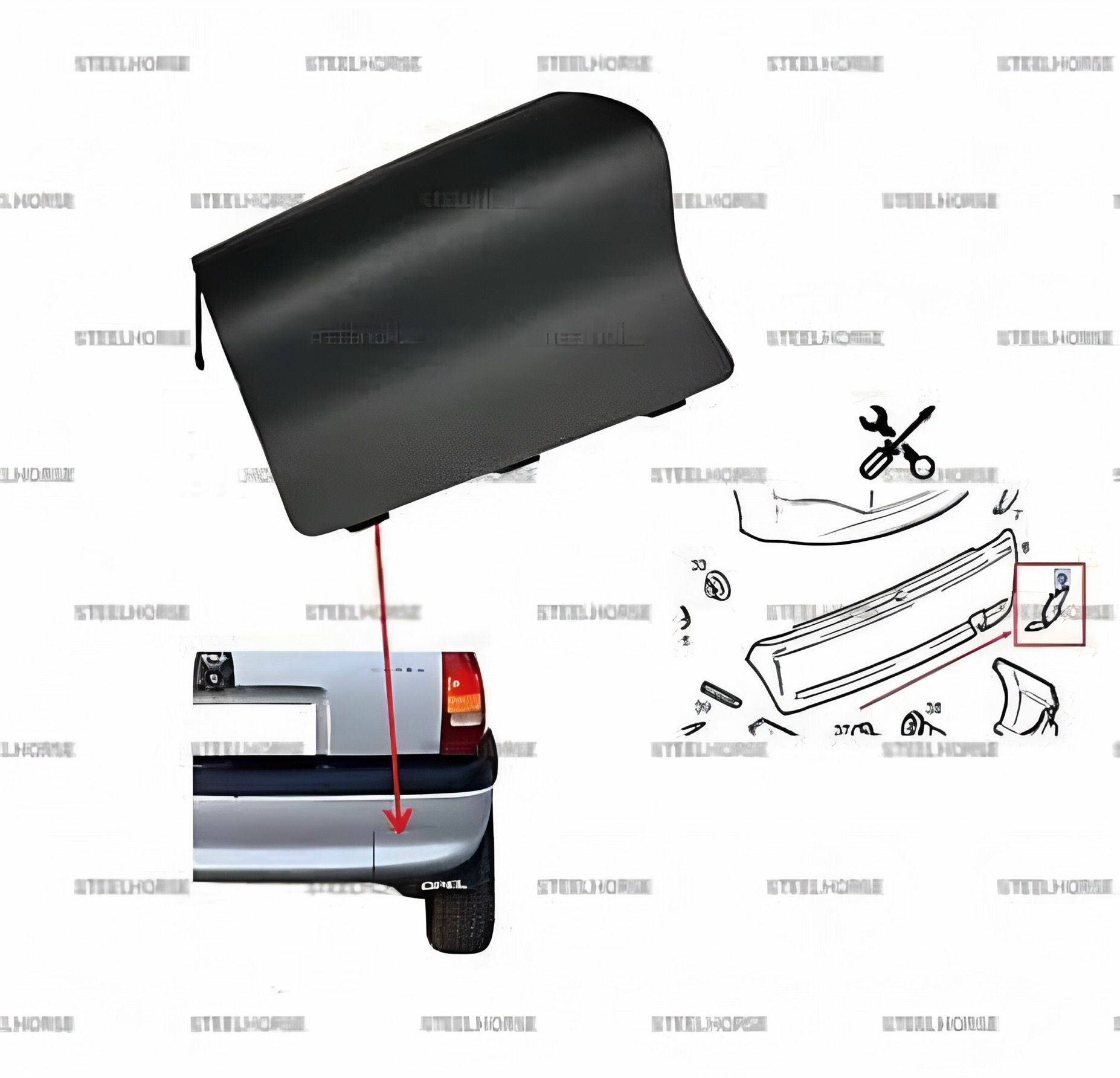 Заглушка буксировочного крюка заднего бампера Opel Corsa B 1993-2000 .