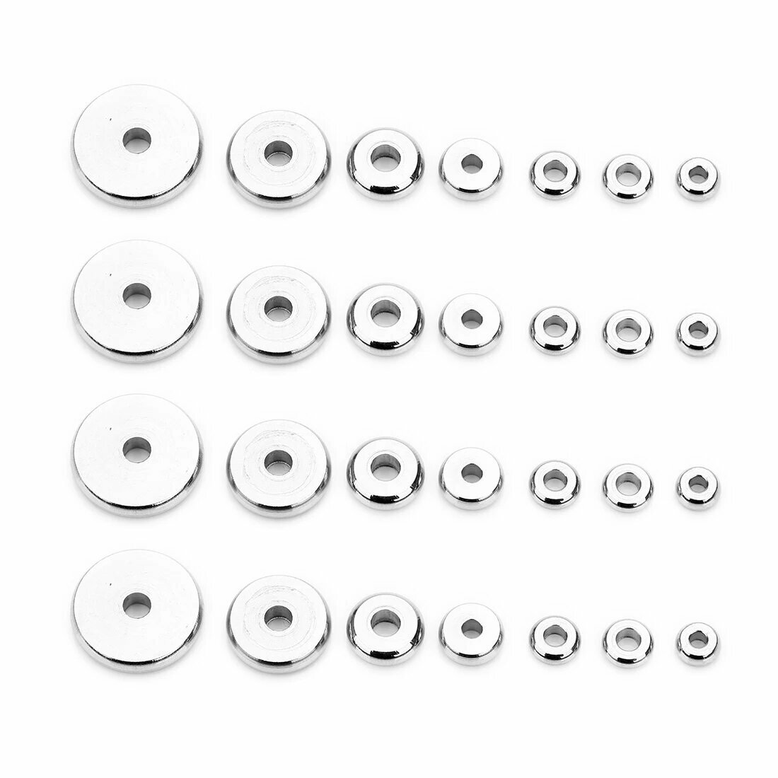 SAUVOO плоские круглые бусины из нержавеющей стали 8x4mm, Steel 50pcs