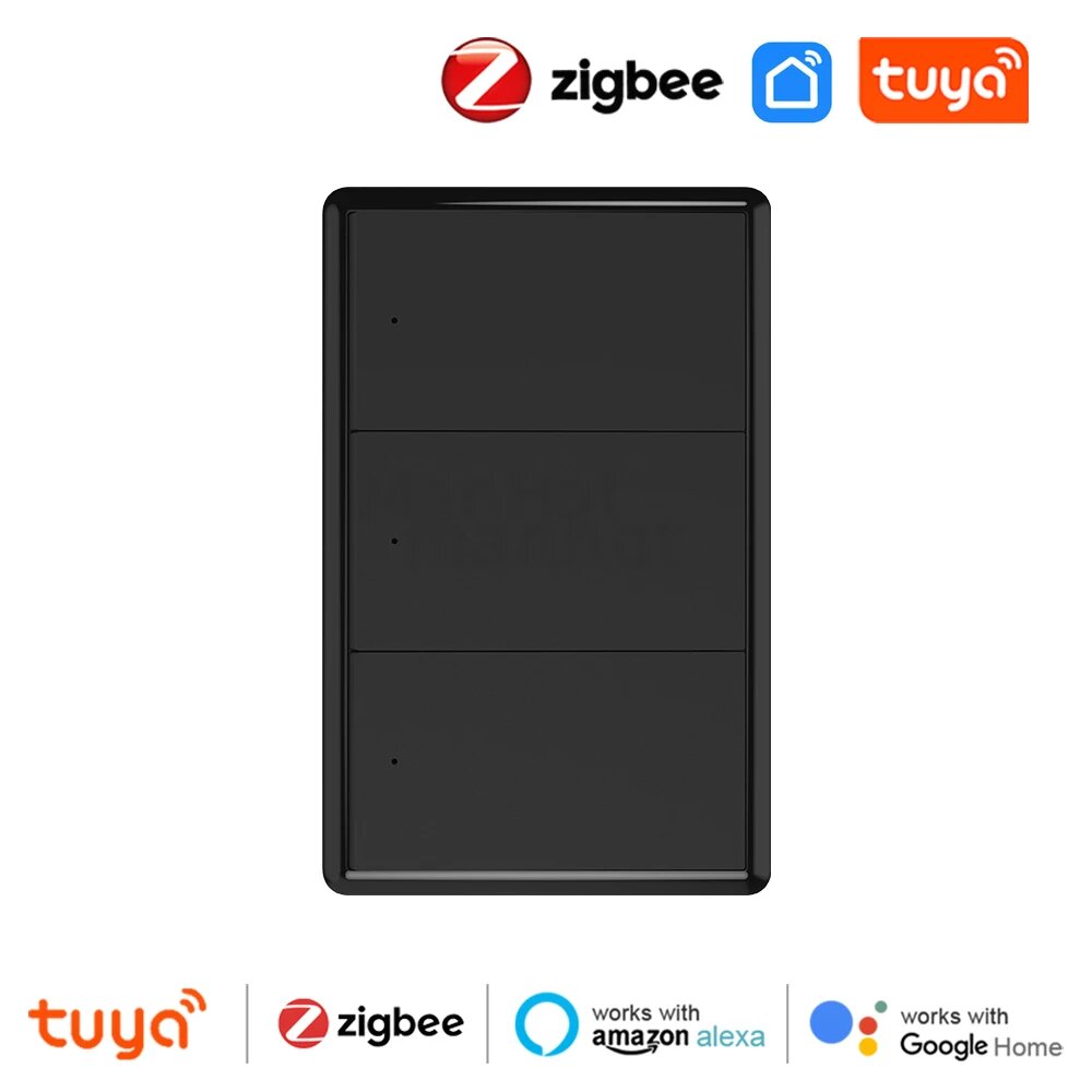 MANHOT Умный выключатель Zigbee Black 3Gang