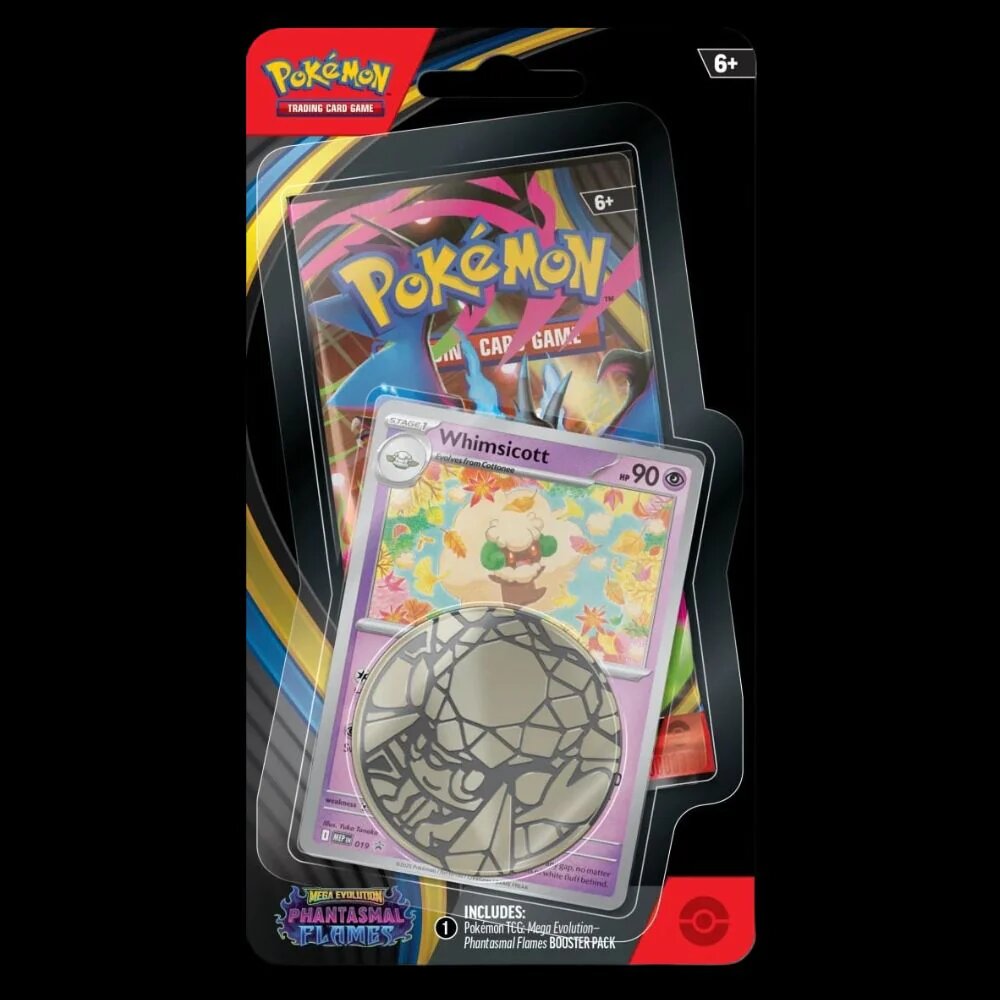 Настольная игра Pokemon TCG - бустер PKM - Mega Evolution 02: Phantasmal Flames Checklane Blister - Whimsicott на английском языке