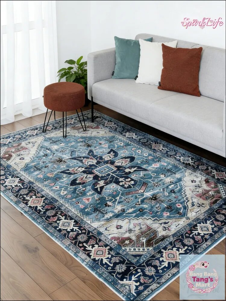 Ковер 200x300 см винтажный персидский из искусственного кашемира, синий классический ковер для дома — фото 1