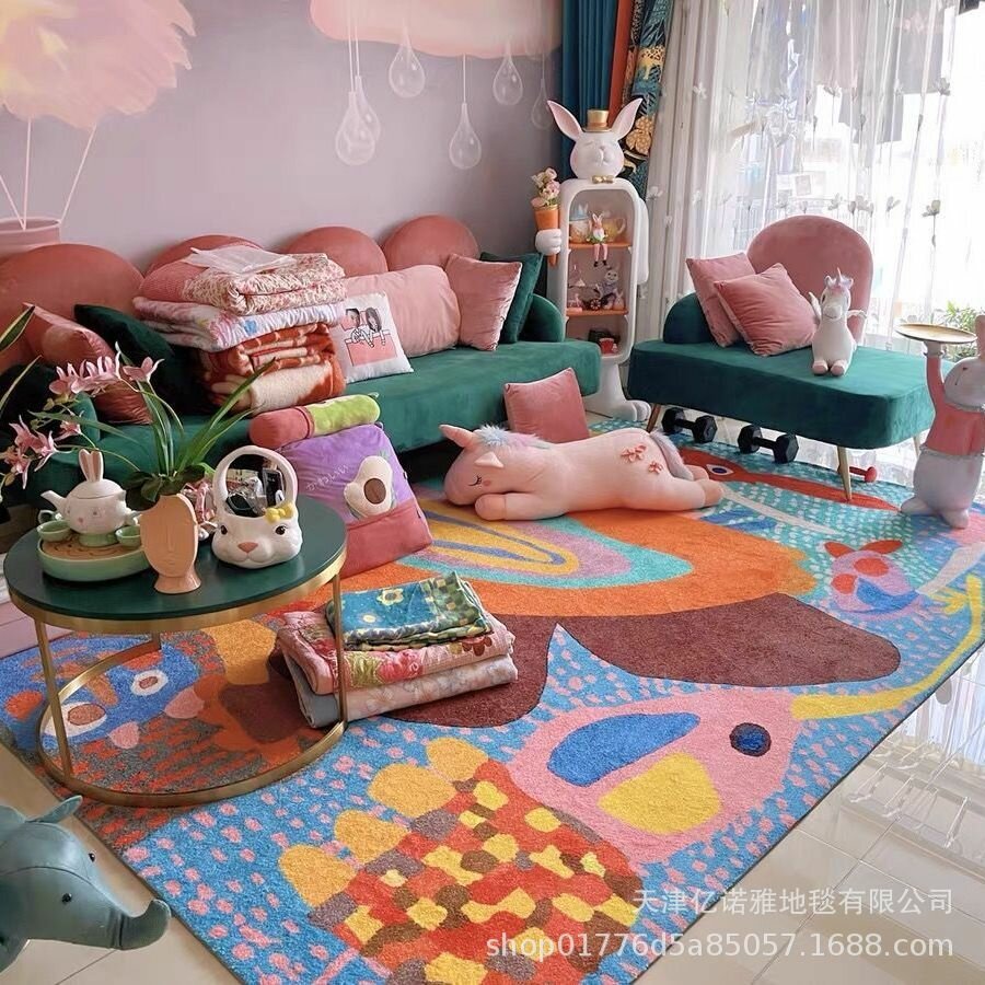 Полное ковровое покрытие для гостиной, современный минималистичный дизайн с граффити, теплоизоляционный и теплый, коврик для журнального столика из искусственного кашемира, износостойкий прикроватный коврик для спальни.