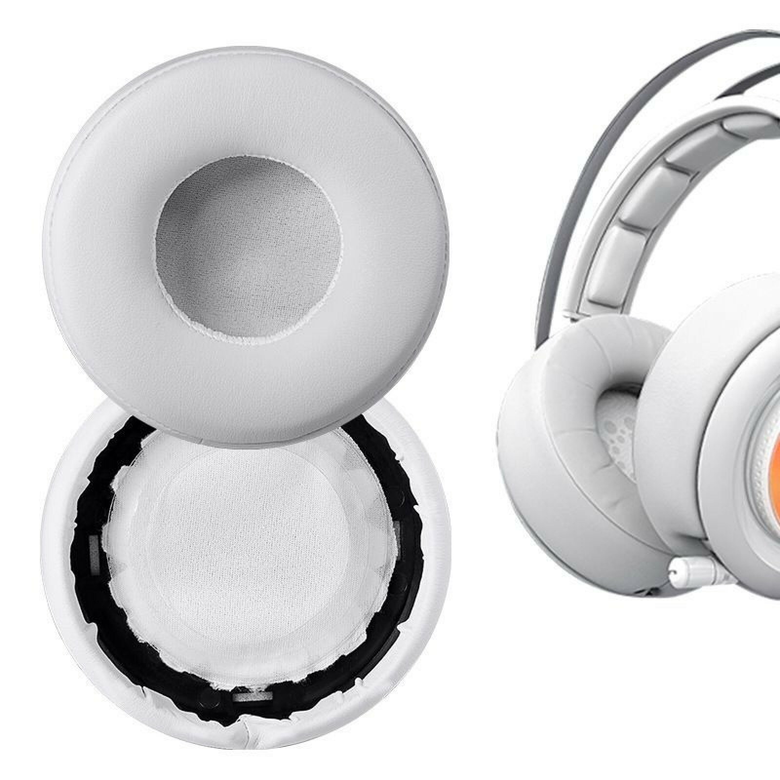 Амбушюры MyPads из натуральной кожи для наушников Steelseries SIBERIA 650 белые