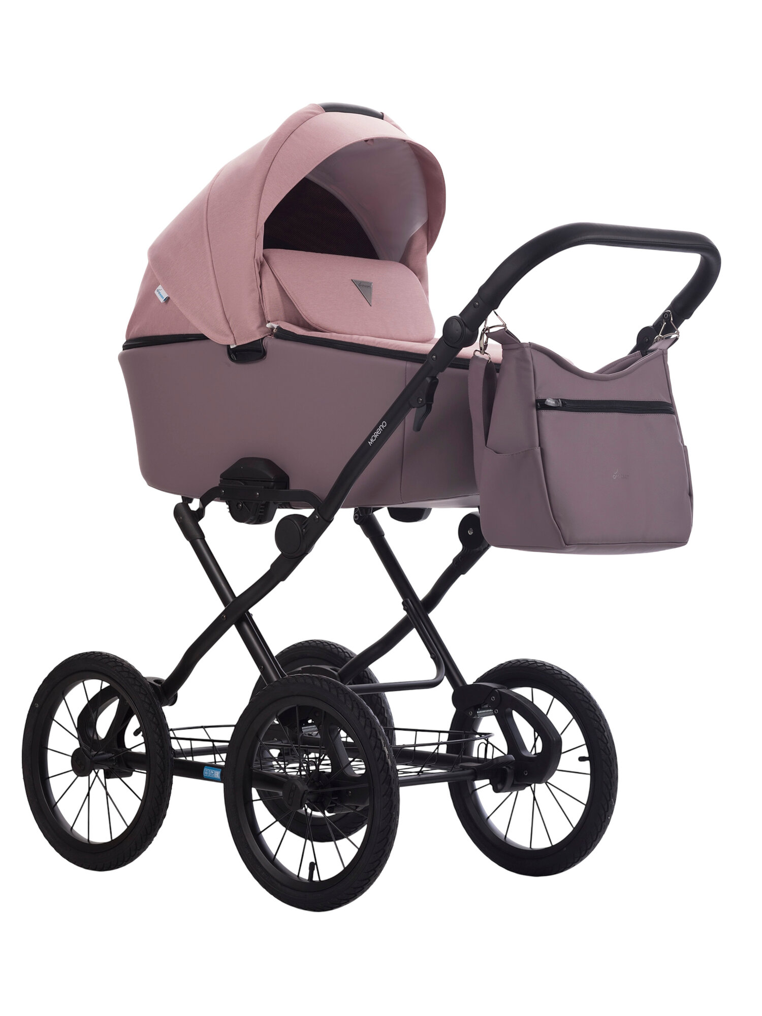 Коляска детская универсальная 2 в 1 Aroteam Moreno SL NEW, всесезонная, с большими надувными колесами, 04 розовый