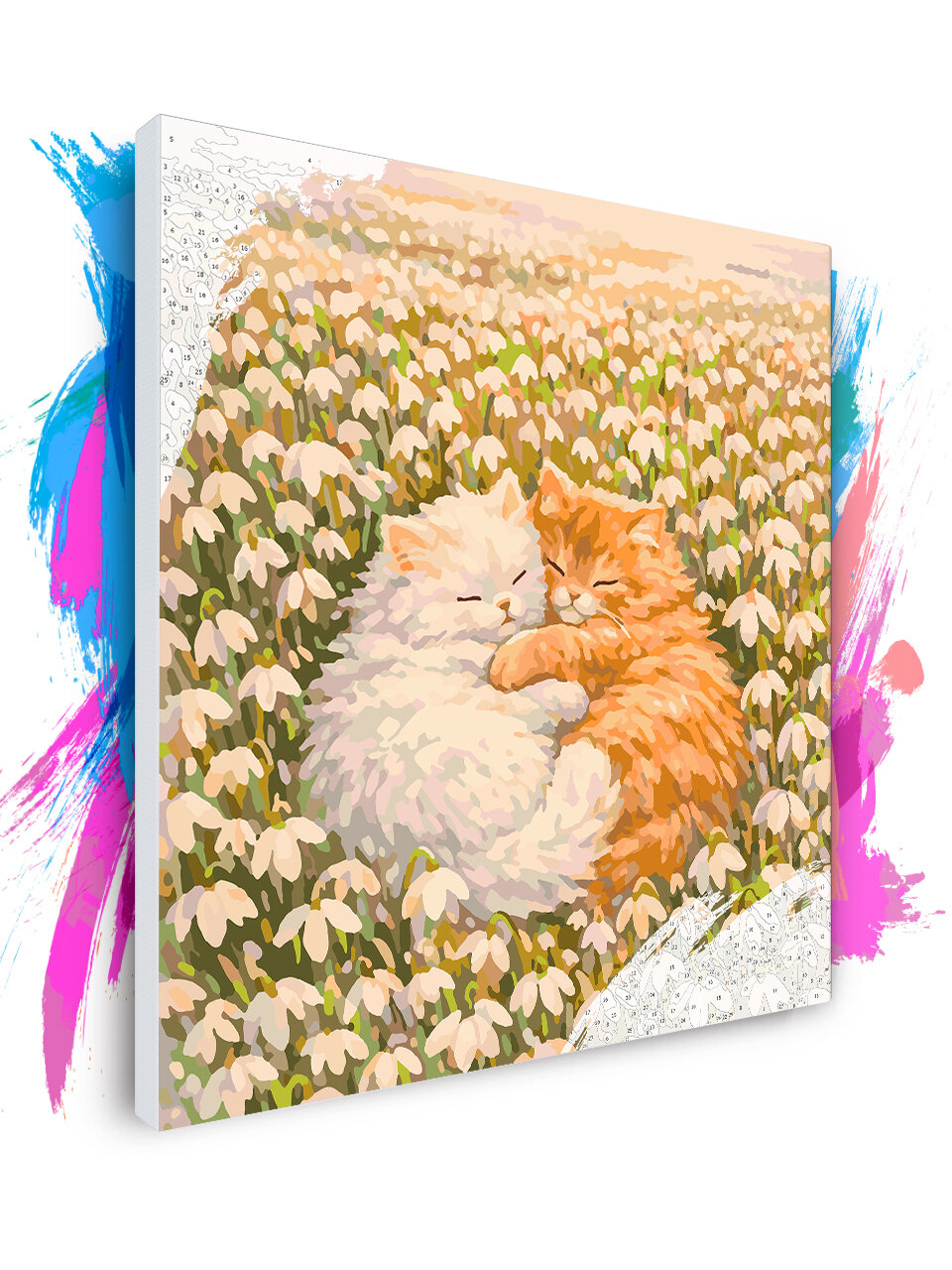 Картина по номерам на холсте Коты в подснежниках, 40 х 40 см