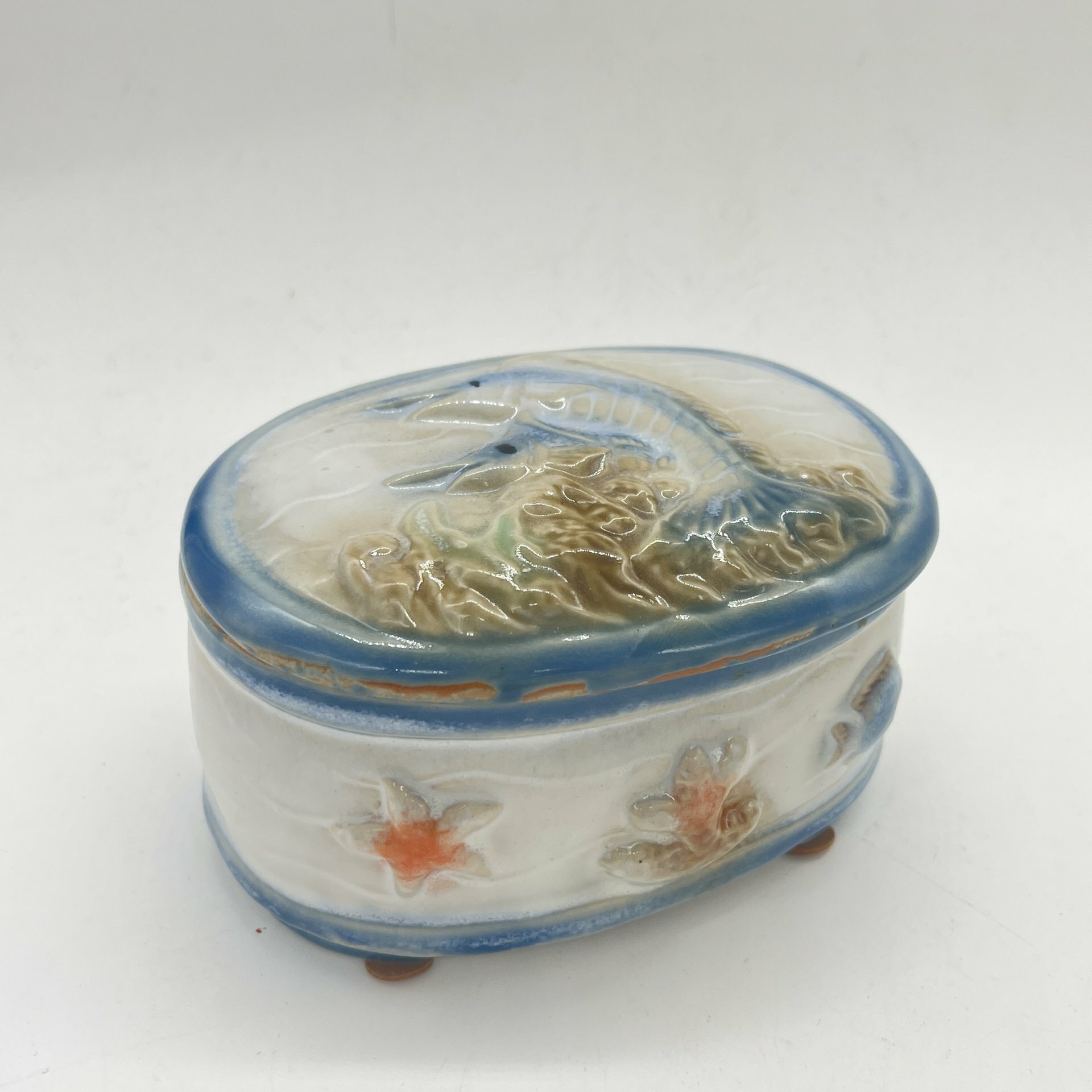 Шкатулка в винтажной морской тематике, керамика, роспись, Китай, 2000-2010 гг.
