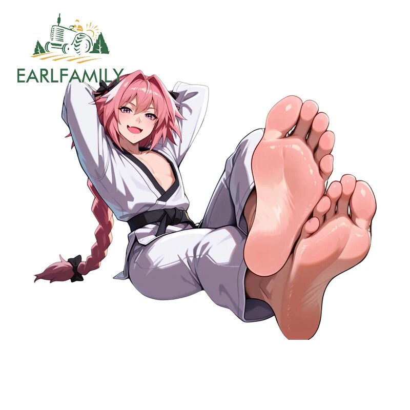 Наклейки на автомобиль EARLFAMILY Feet Astolfo Sexy, 3D ПВХ, для декора кузова авто, устойчивые 13cm