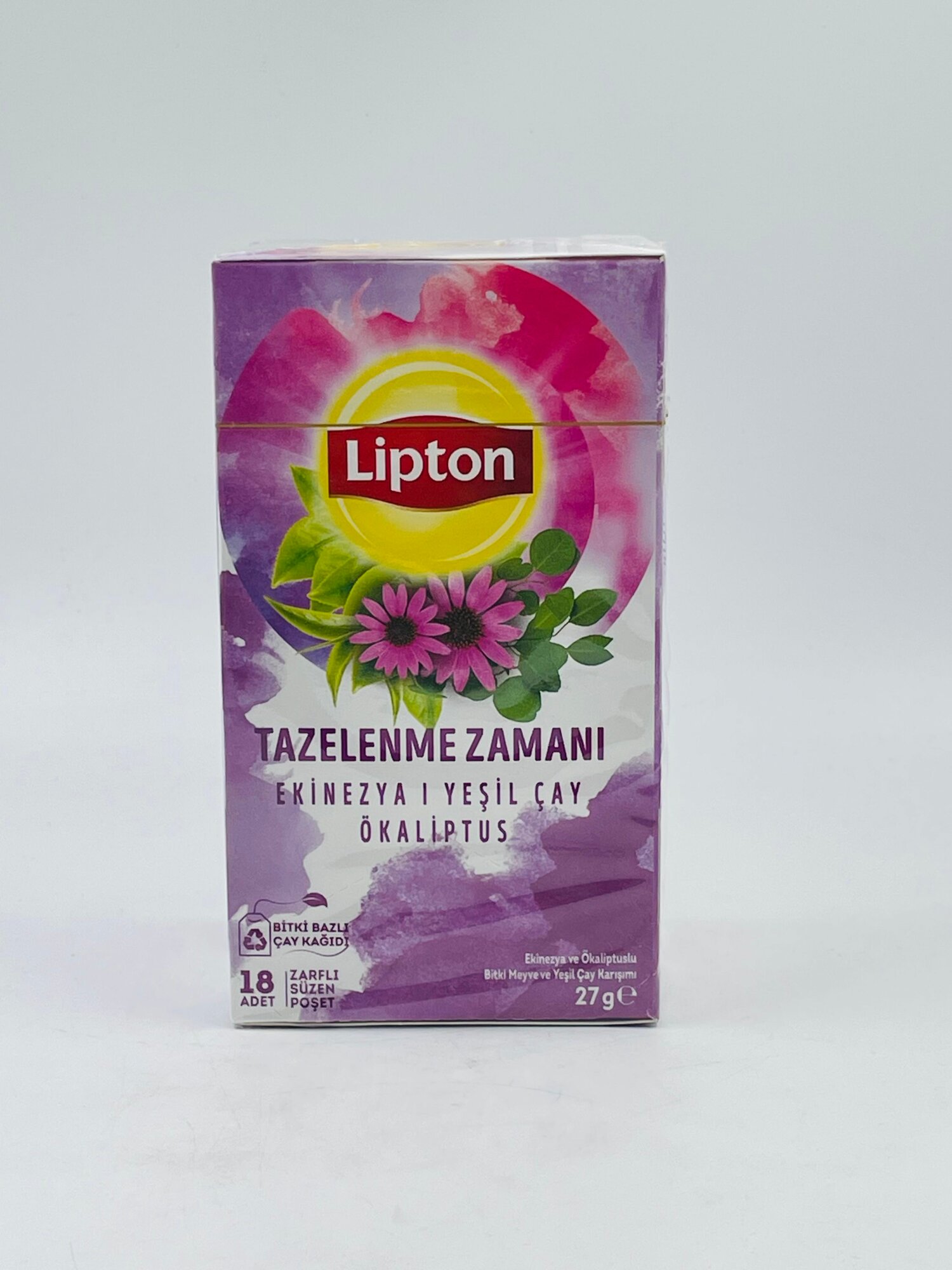 Чай зеленый Lipton Refreshing Time/Время взбодриться с эхинацеей и эвкалиптом, 18 пакетиков, 27 г (Турция)