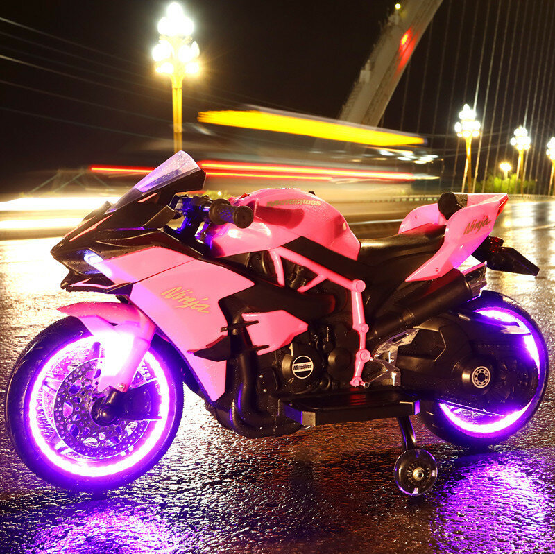 Детский электрический двухколесный мотоцикл 3-6-9, перезаряжаемый, подходит для детей и малышей, вмещает двух человек, большая игрушечная машина с дополнительными аксессуарами.