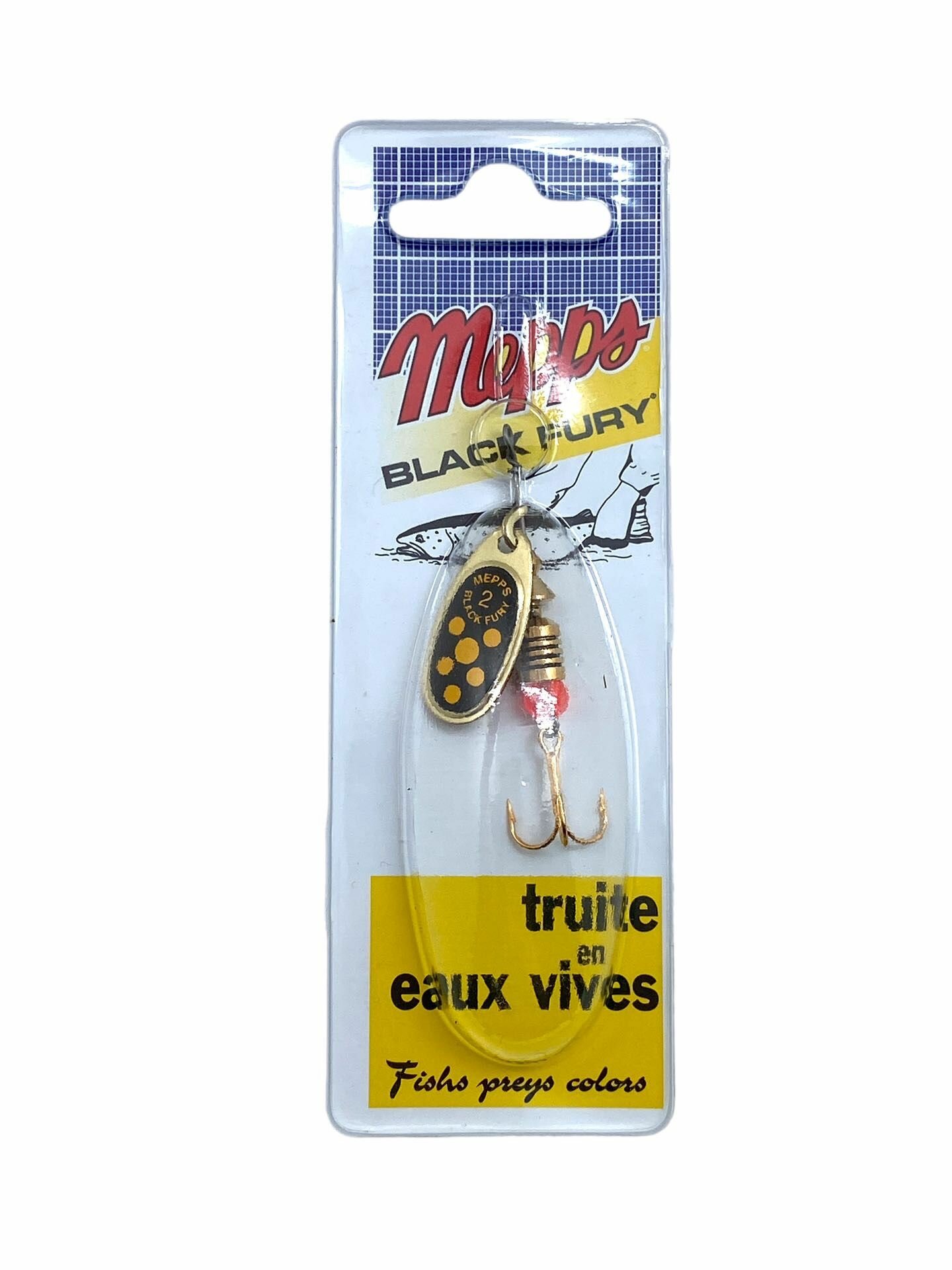 Блесна для рыбалки вращающаяся MEPPS "Black Fury JAUNE OR" №2 (4,5г) блистер