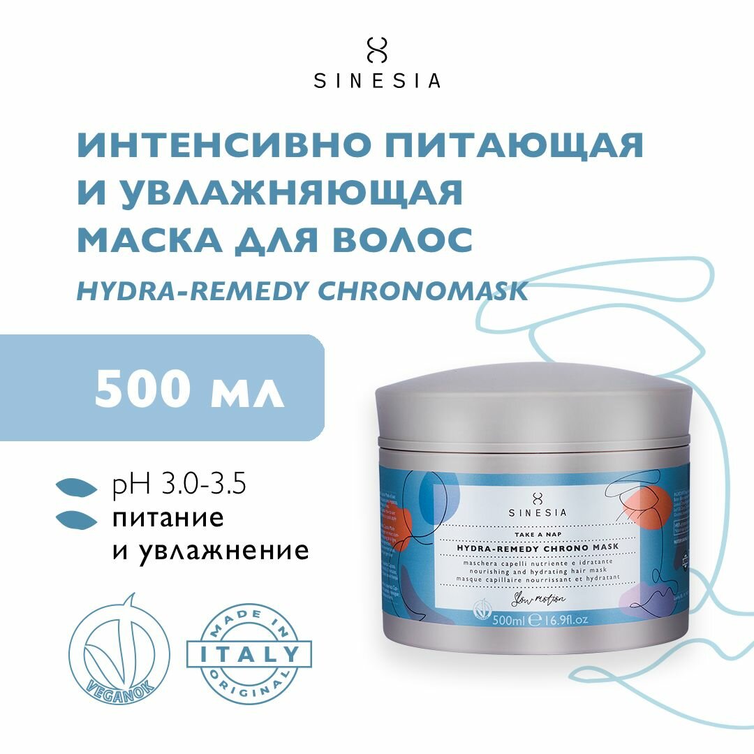 Маска для волос профессиональная интенсивно питающая и увлажняющая HYDRA-REMEDY CHRONOMASK SINESIA (500 мл)