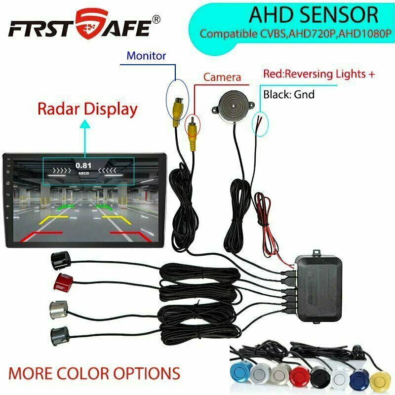 FirstSafe Factory CVBS AHD видеопарковка 4 датчика автомобиля обратный резервный задний зуммер радар монитор система поддержка системы Android, KZ-033-WHITE