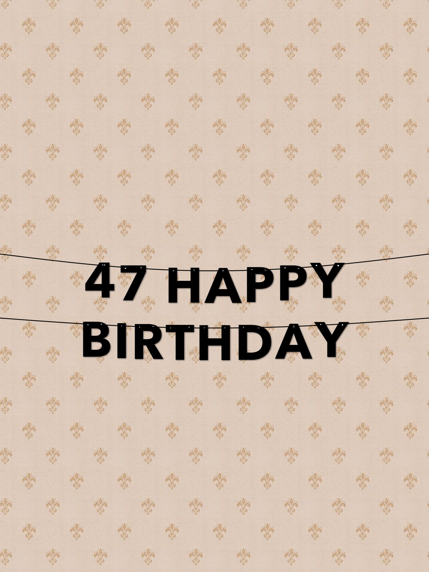 Буквенная гирлянда '47 happy birthday' - Декоративная растяжка для праздников, высота букв 10 см, толщина букв 1 мм, декор для торжеств и фотосессий