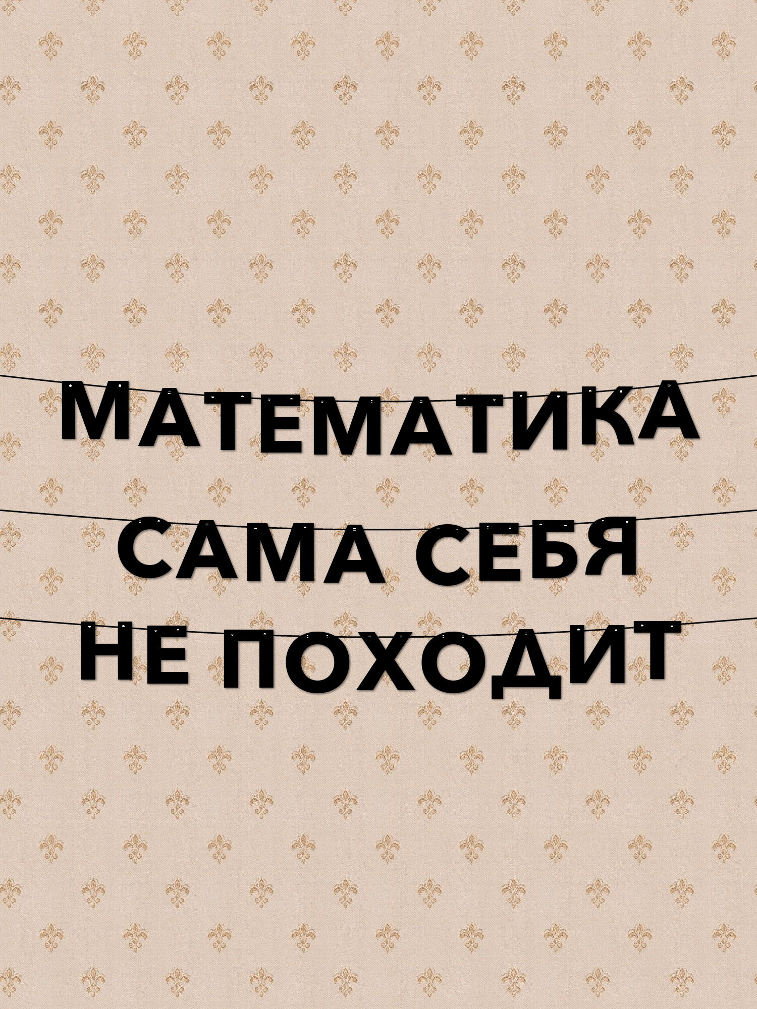 Интерьерная гирлянда-растяжка 'Математика сама себя не походит' - Эстетичный декор для дома, высота букв 10 см, толщина букв 1 мм