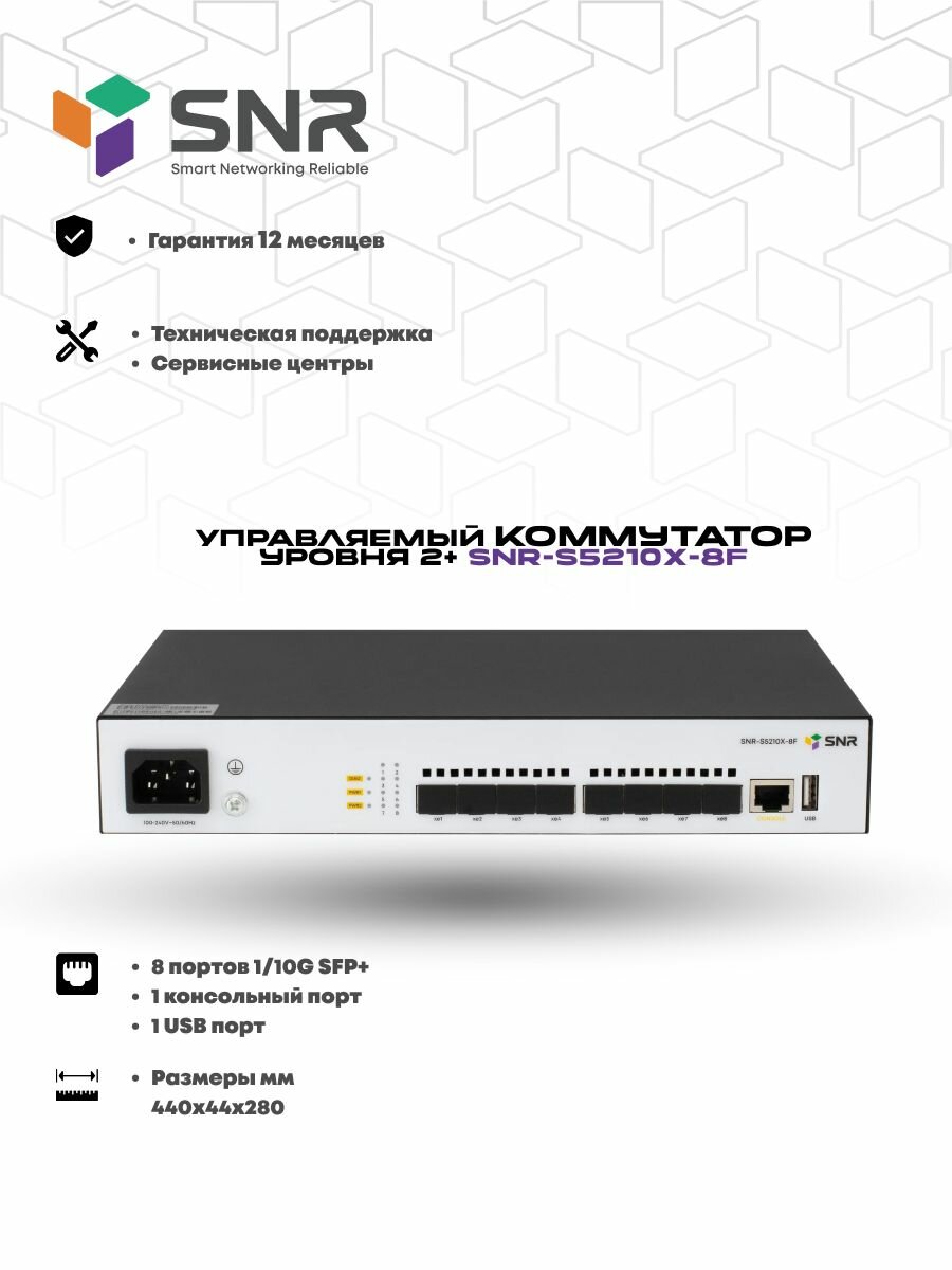 Управляемый коммутатор уровня 2+ SNR-S5210X-8F
