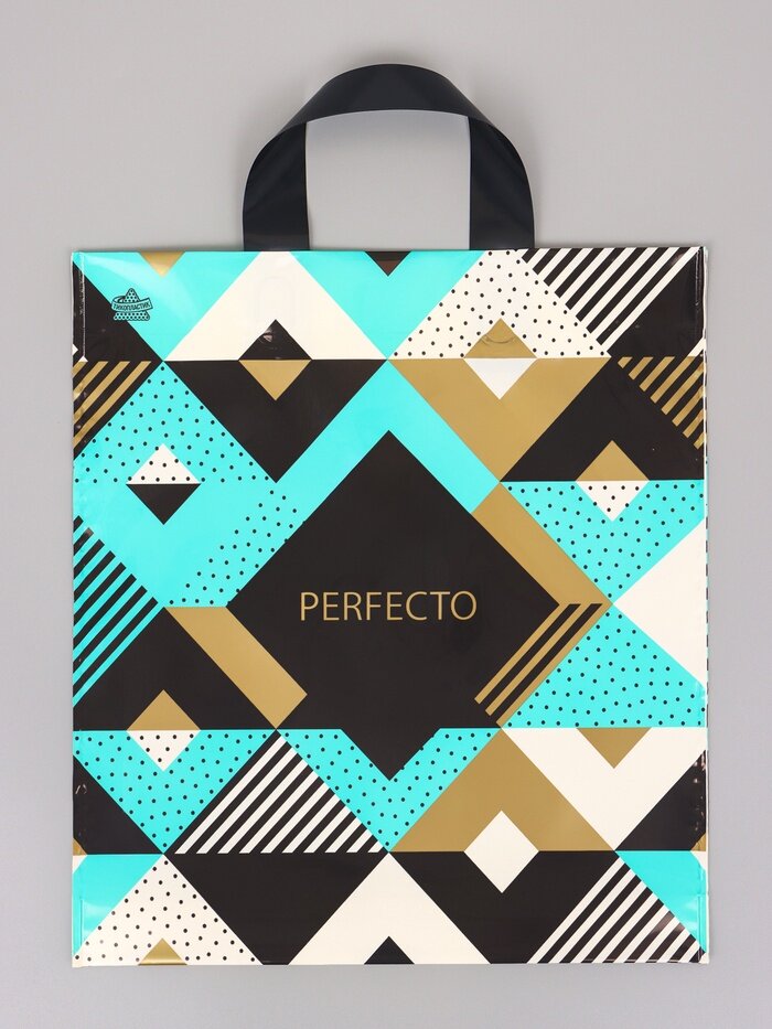 Пакет подарочный полиэтиленовый «Перфекто Ромбэ» с петлевой ручкой, ментоловый 35×31 см 95 мкм