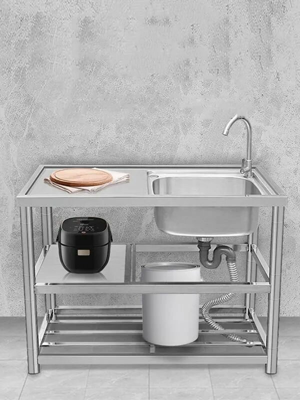 Мойка для нержавеющая врезная С подставкой, местом для хранения ножей и местом для хранения вещей