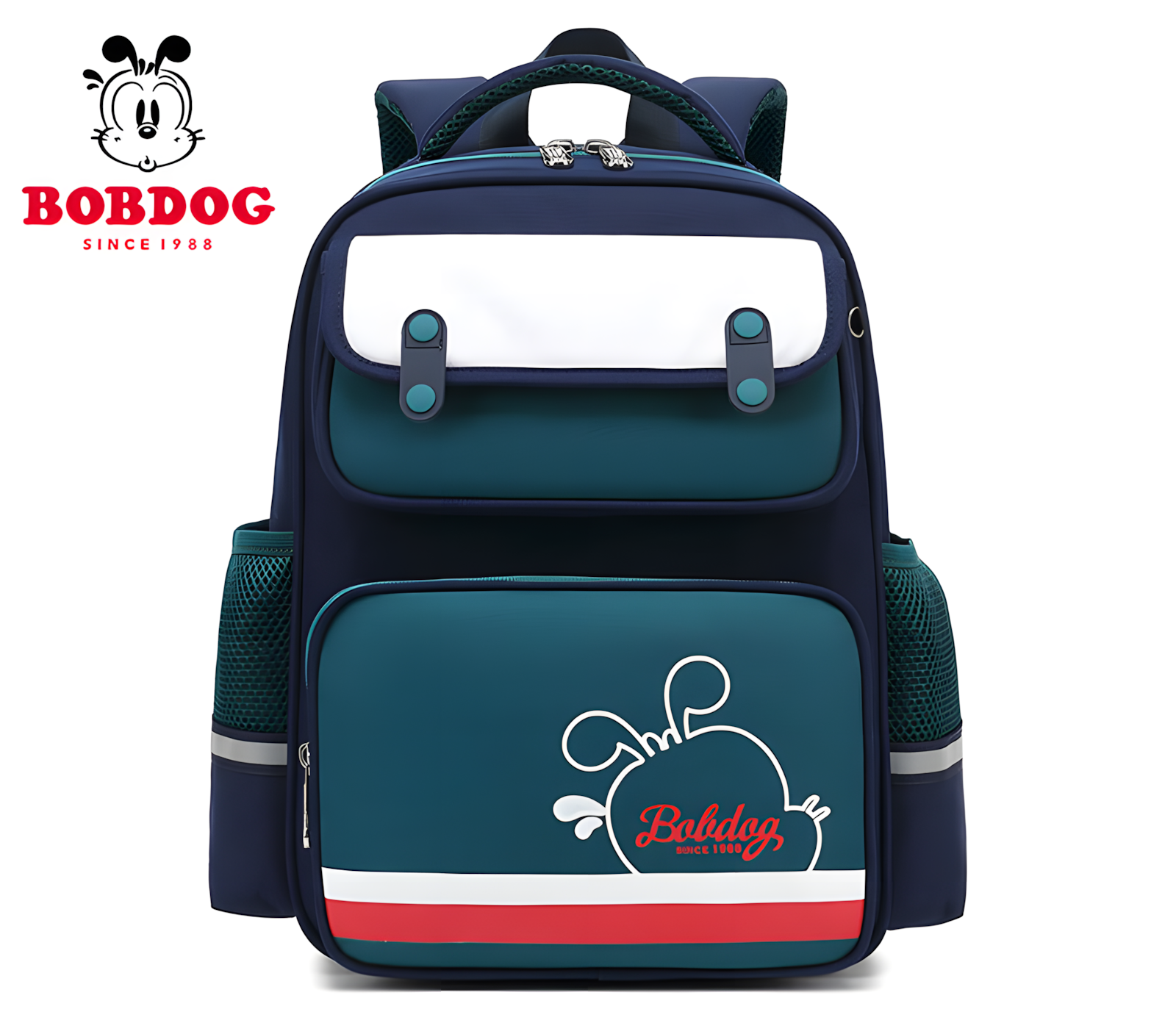 Рюкзак для начальной школы BobDog со светоотражающими элементами, 1-3 класс, сине-зеленый