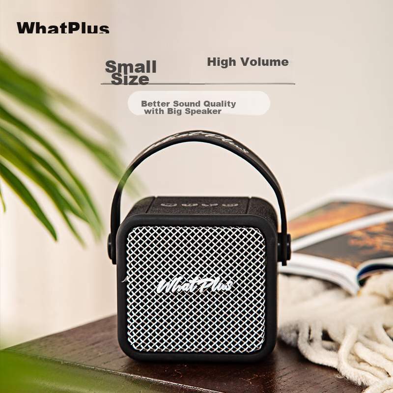 Ask WHATPLUS Joy Wireless Bluetooth Speaker, High-Quality Sound with Card Slot, Wireless Music Player, Portable Mini Speaker, Midnight Black