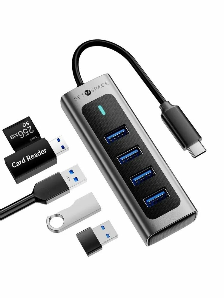 USB-хаб 3.0 на 4 порта RW4U высокая скорость 5 Гбит/с, защита от помех Bluetooth, компактный дизайн для дома, офиса и путешествий