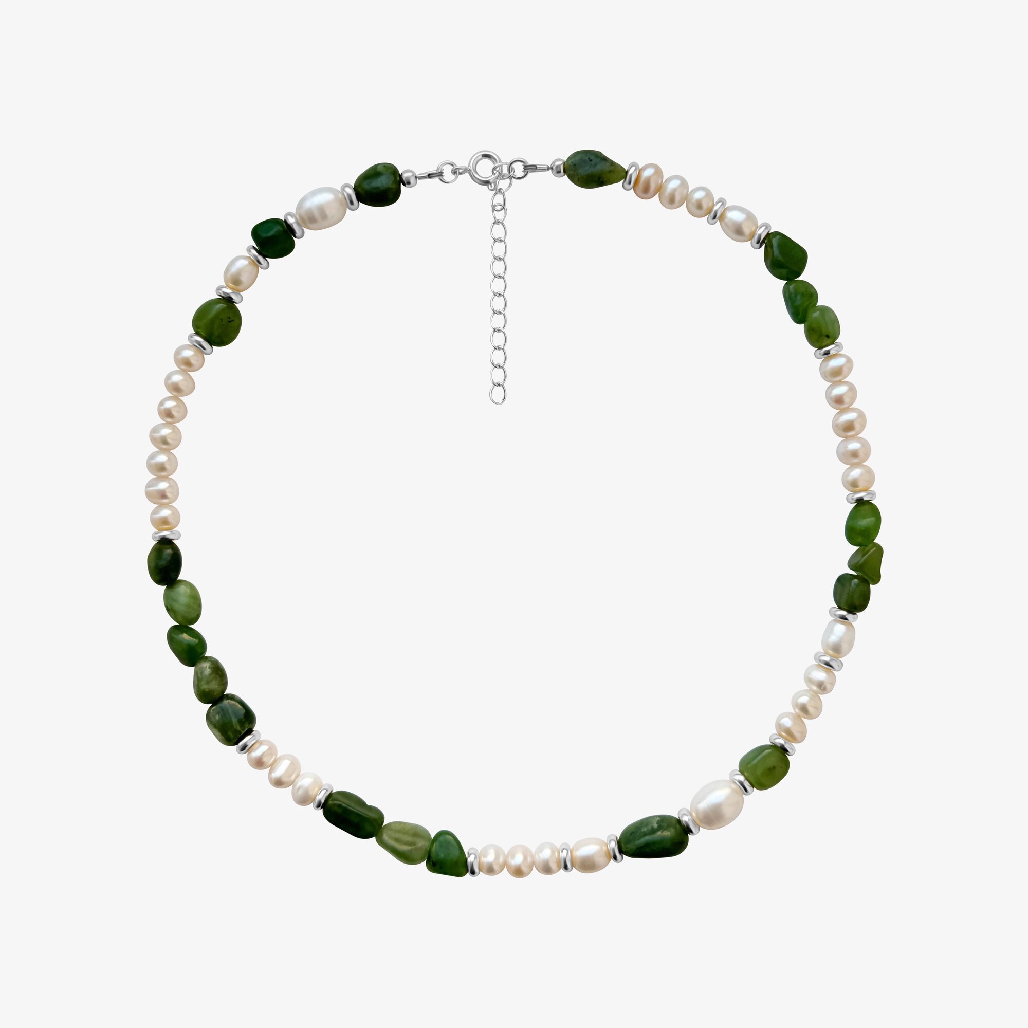 Колье, нефрит, жемчуг пресноводный, жемчуг культивированный, жемчуг пресноводный культивированный