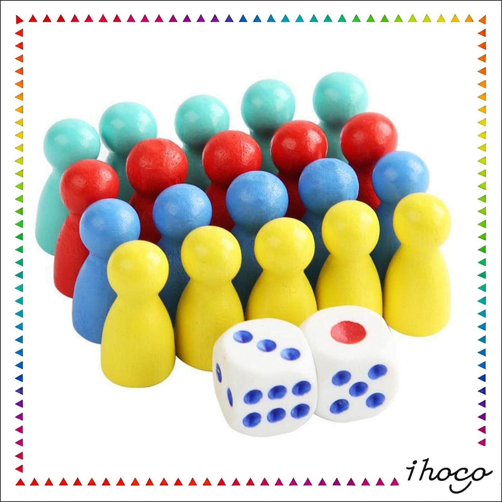 Эксклюзивные аксессуары для маркировки стола, 20 разноцветных деревянных фишек и 2 кубика для настольных игр