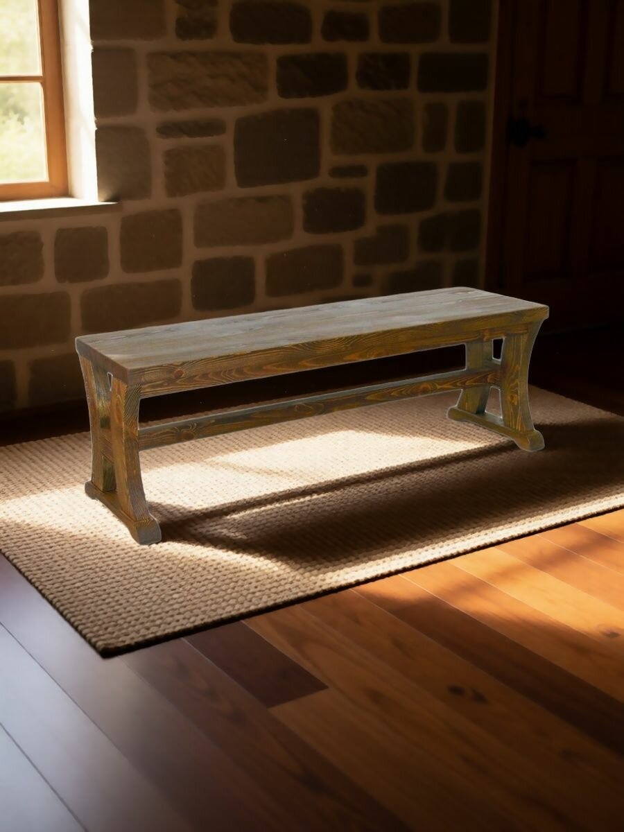 Лавка деревянная Ирбея №14, 160х40х45, см. натуральное дерево, массив сосны